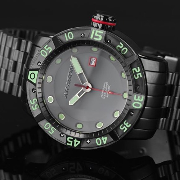 ARAGON Luxury Watches | Accessories | New Aragon Black Watch Automatic ...